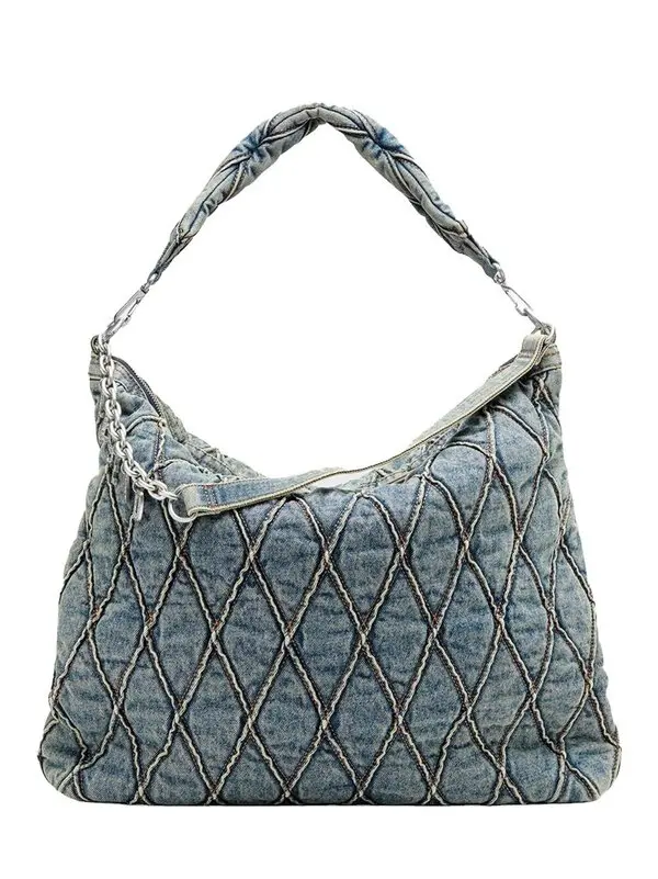 DIESEL® Charm-d Quilted Denim Shoulder Bag - Gray