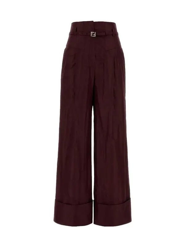 Fendi Palazzo Pants With Buckle Detail - Red