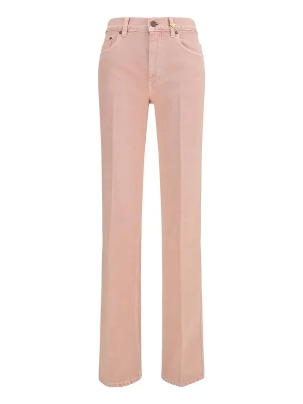 Chloé Straight-leg Jeans In Garment-dyed Organic Cotton - Pink