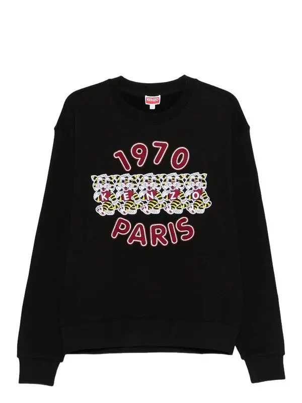 Kenzo Graphic Embroidered Crew Neck Sweatshirt - Black