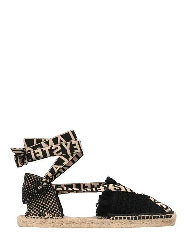 Stella McCartney Gaia Canvas Espadrilles With Tie-up Ankle Strap - Black