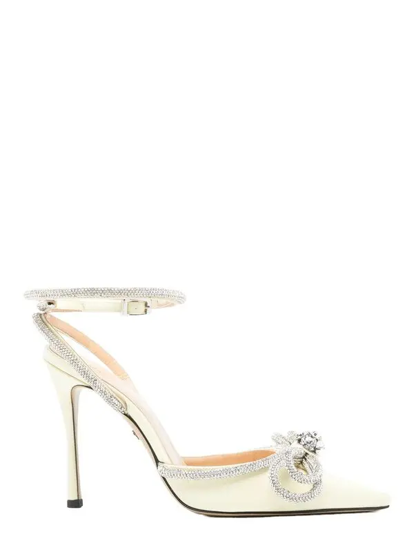 Mach & Mach Embellished Bow Stiletto Heel Ankle Strap Pumps - Yellow