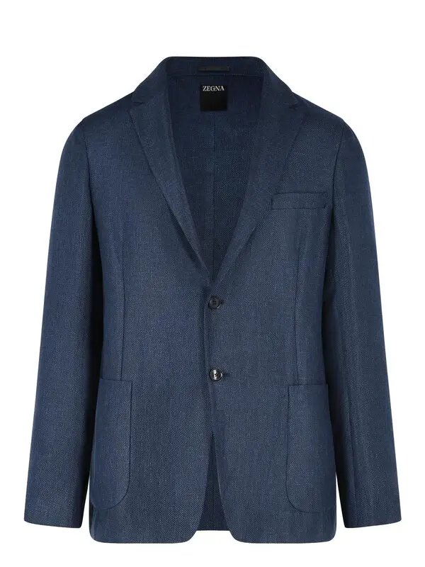 Zegna Drop 8' Linen And Wool Jacket - Blue