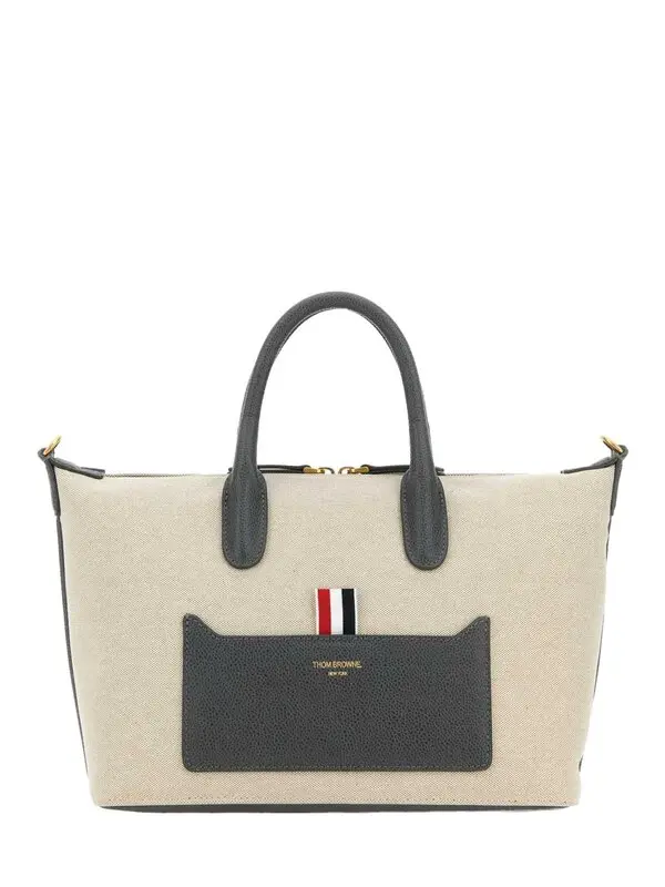 Thom Browne Sand Canvas Duffle Small Handbag - Brown