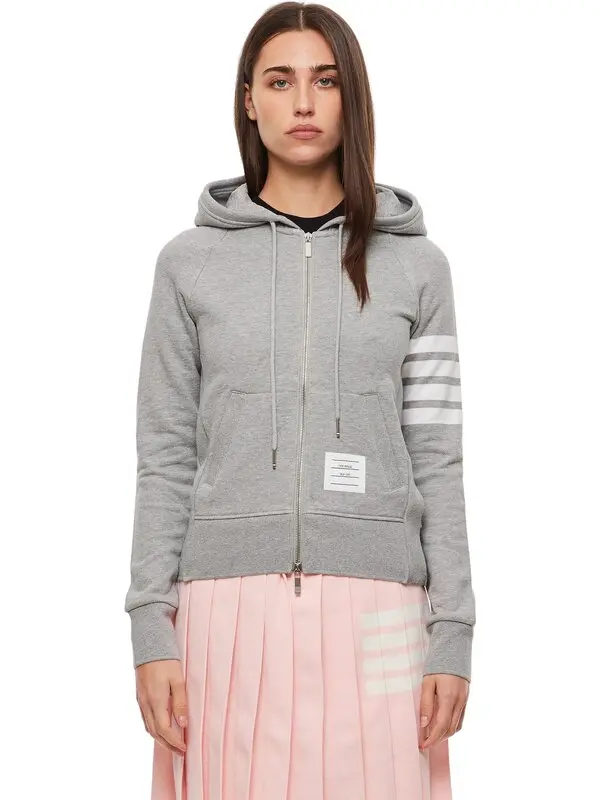 Thom Browne Loopback Cotton 4-bar Zip Hoodie - Multicolor