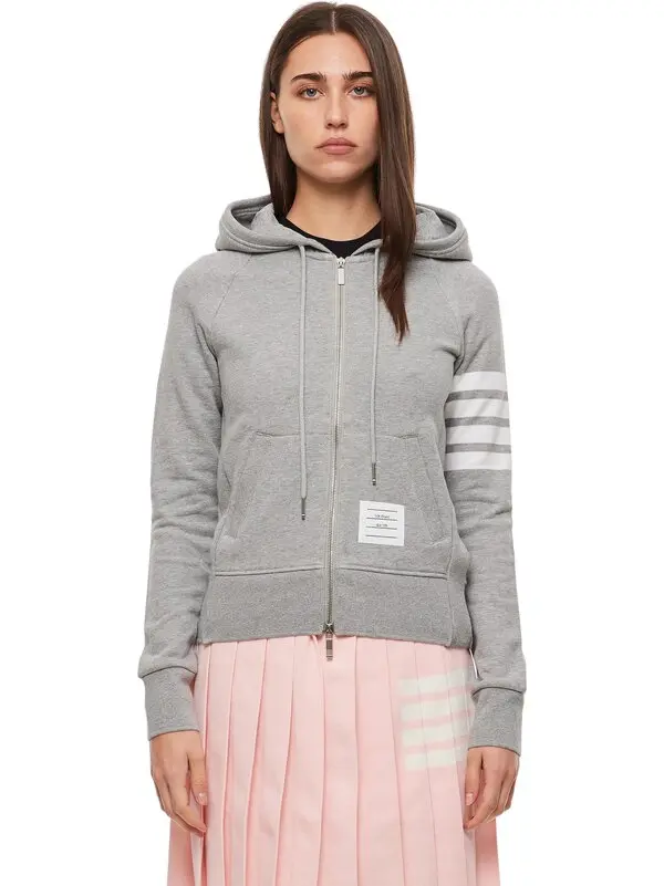 Thom Browne Loopback Cotton 4-bar Zip Hoodie - Multicolor