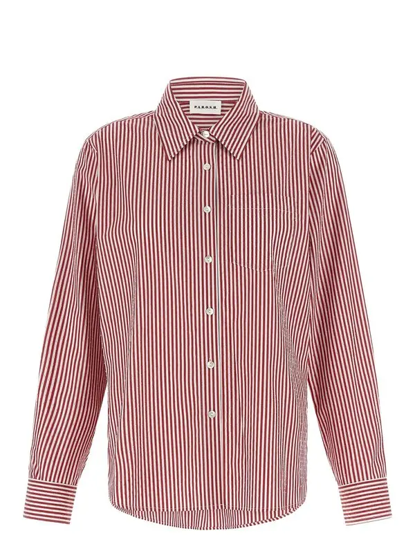 P.a.r.o.s.h Striped Cotton Poplin Shirt With All-over Rhinestones - Red