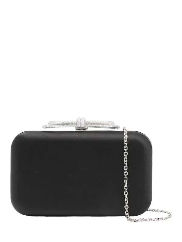 Mach & Mach Crystal-embellished Satin Clutch - Black