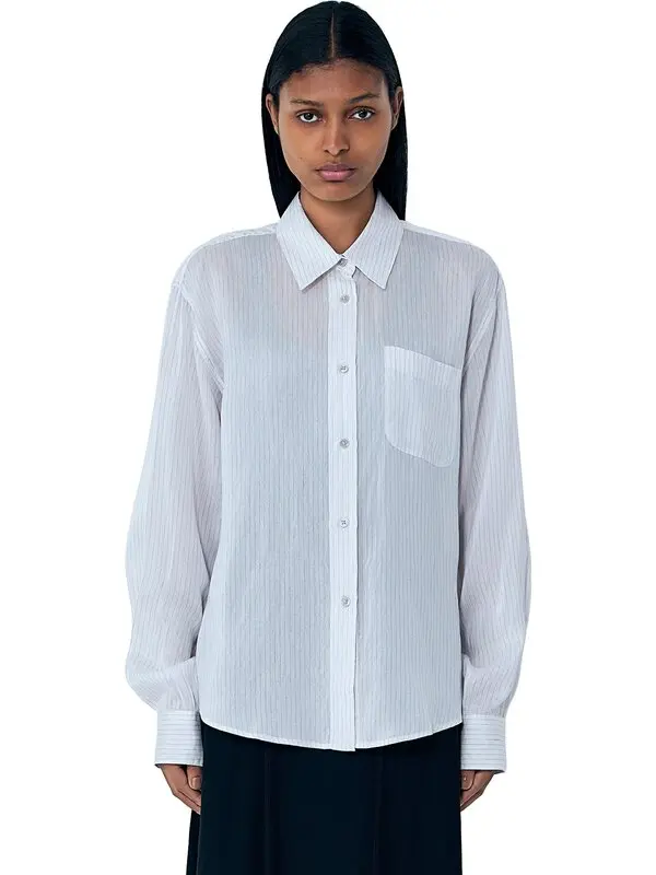 Our Legacy Forever Shirt Striped Cotton Blend With Cupro - White