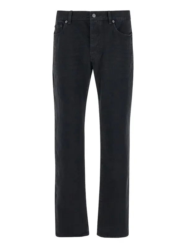 Saint Laurent Black Denim Slim Fit Jeans With Logo Patch - Multicolor