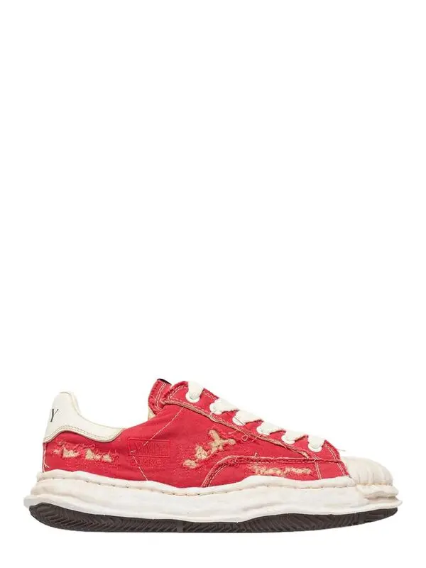 Mihara Yasuhiro Canvas Distressed Low-top Trainers - Red