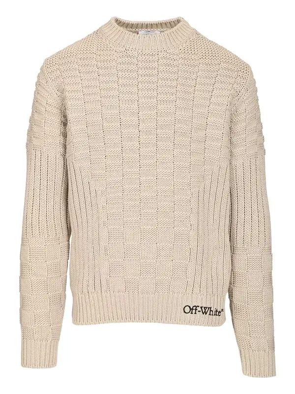 Off-White Arrow Cotton Sweater - Cream