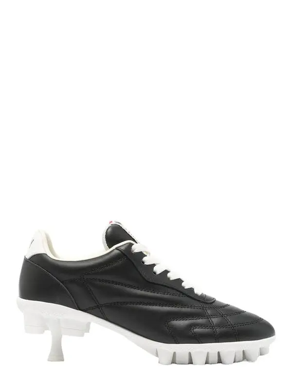 Mihara Yasuhiro Quilted Lace-up Kitten Heel Trainers - Black