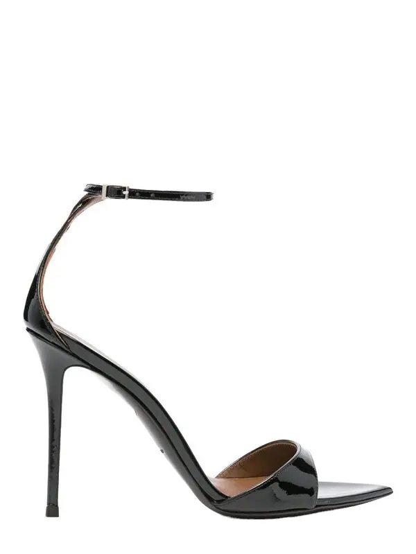 GIUSEPPE ZANOTTI Patent Leather Stiletto Heel Ankle Strap Open Toe Sandals - Black