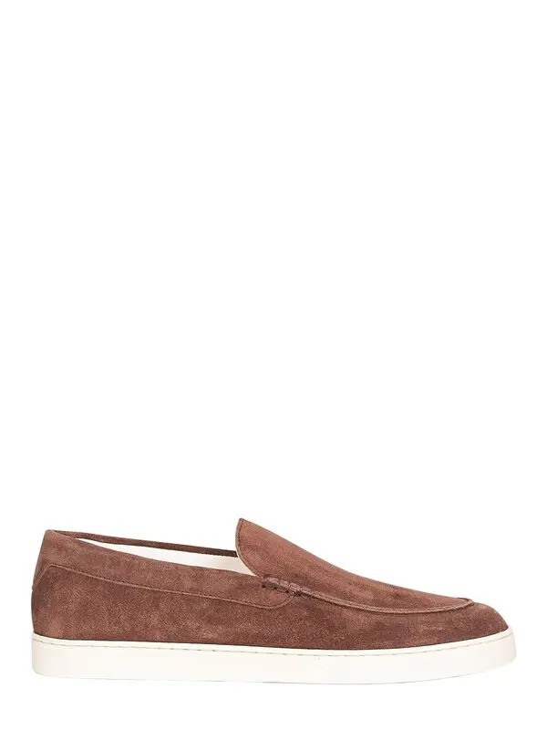 Brunello Cucinelli Tobacco Chevron-effect Suede Loafer Sneakers - Multicolor