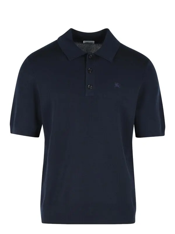 Burberry Marcus' Navy Cashmere Polo Shirt - Blue