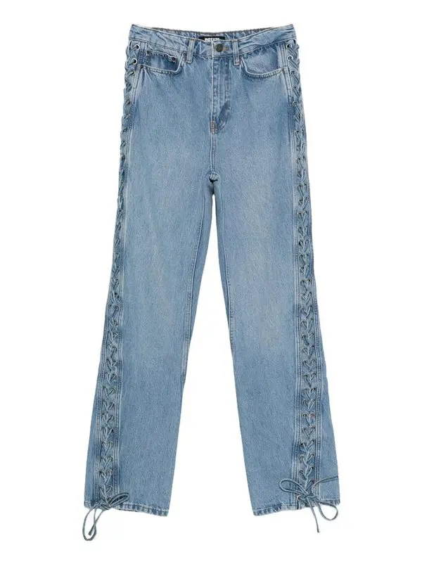 ROTATE BY BIRGER CHRISTENSEN Denim Straight-leg Jeans With Lace-up Detail - Blue