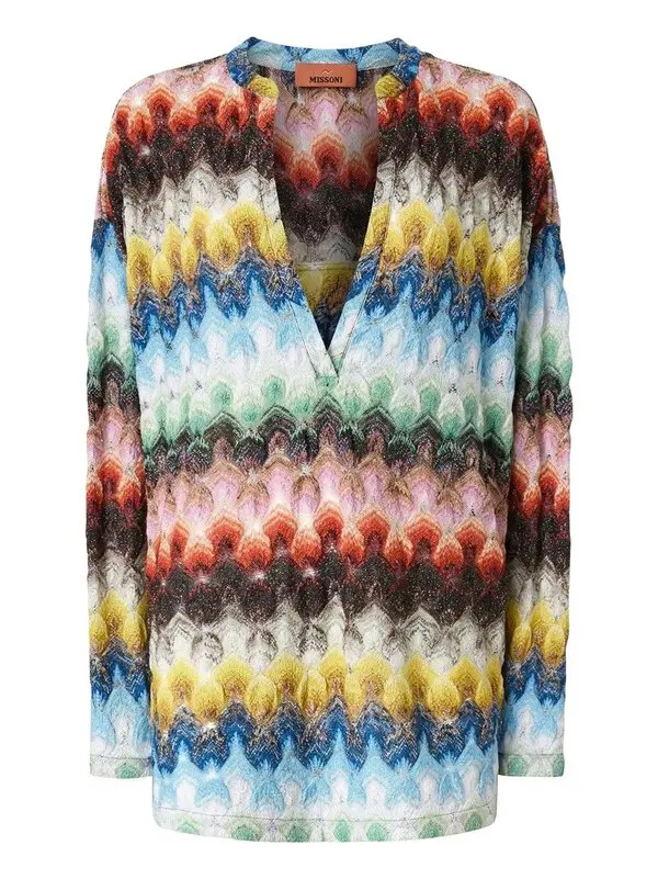 Missoni Chevron Knit V-neck Blouse - Multicolor