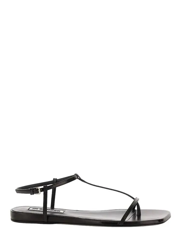 JIL SANDER Leather Sandals With Ankle Buckle - Multicolor