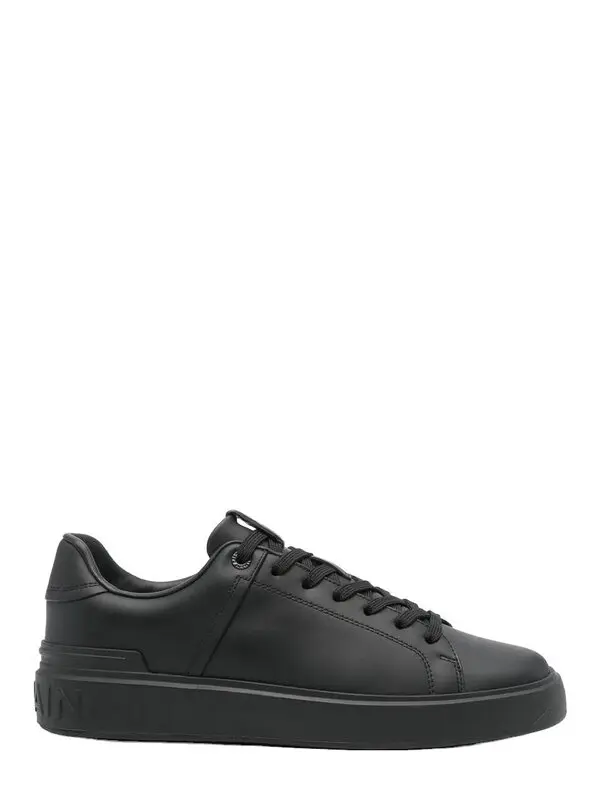 Balmain Calf Leather Lace-up Low-top Sneakers - Black
