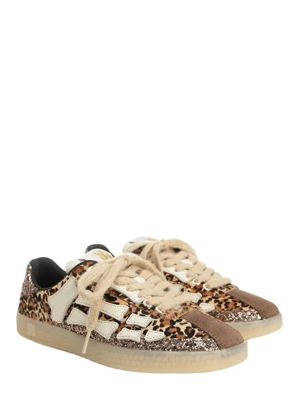 Amiri Leopard Print Glitter Detail Lace-up Sneakers - Brown