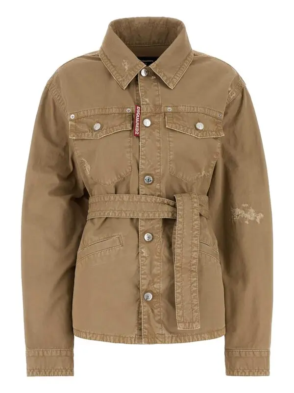 Dsquared2 Cotton Belted Jacket - Brown