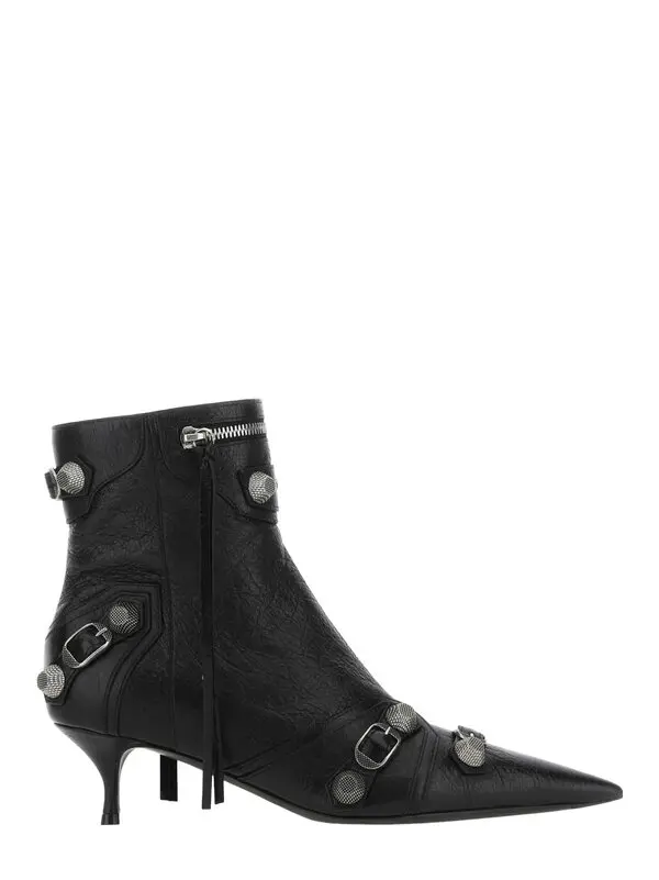 Balenciaga Leather Cagole Ankle Boots - Black