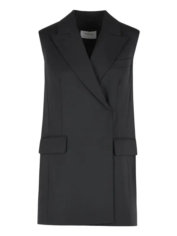 Sportmax Albero Virgin Wool Blend Vest - Black
