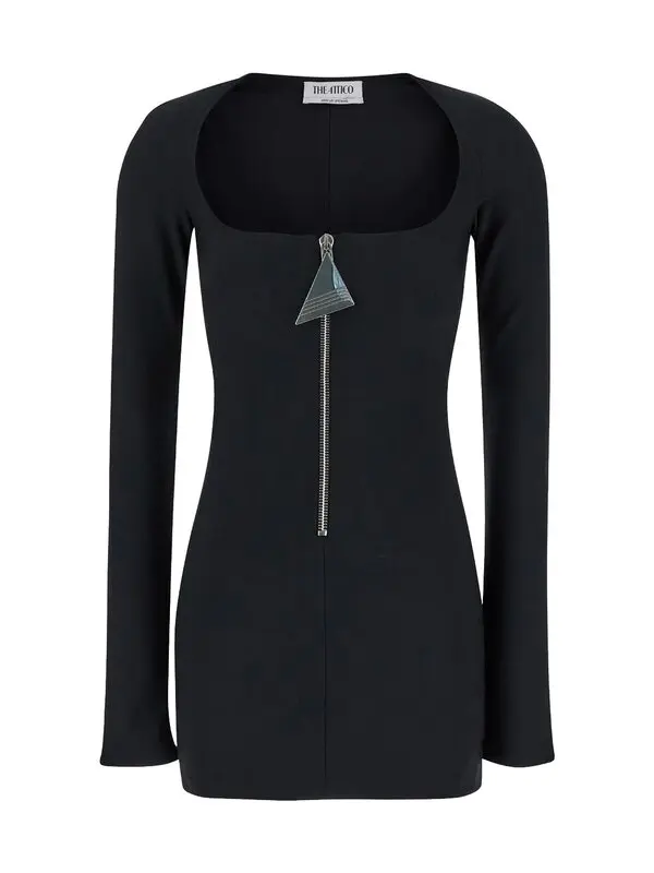 Attico Mini Dress With Branded Zip Puller - Multicolor