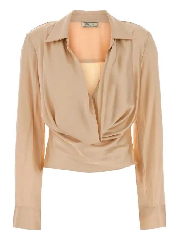 Blumarine Stretch Satin Draped Blouse - Orange