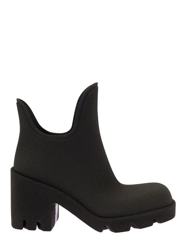 Burberry Rachel Black Rubber Ankle Boots With Checked Interior - Multicolor