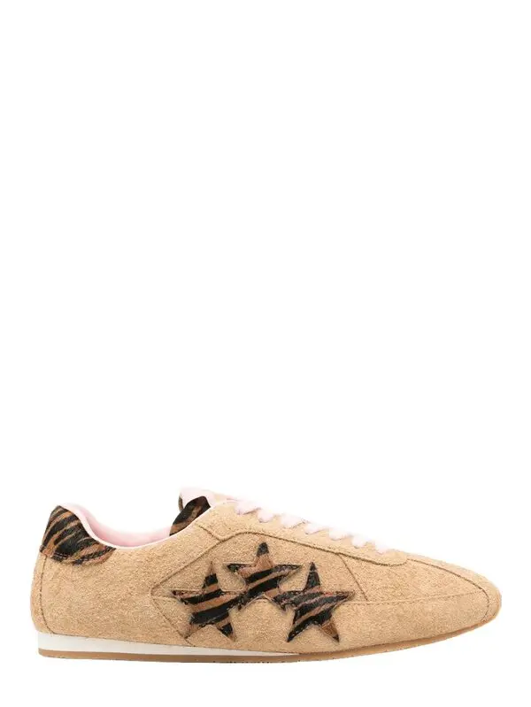 Amiri Neutrals Trainers With Star Detail And Animal Print - Cream