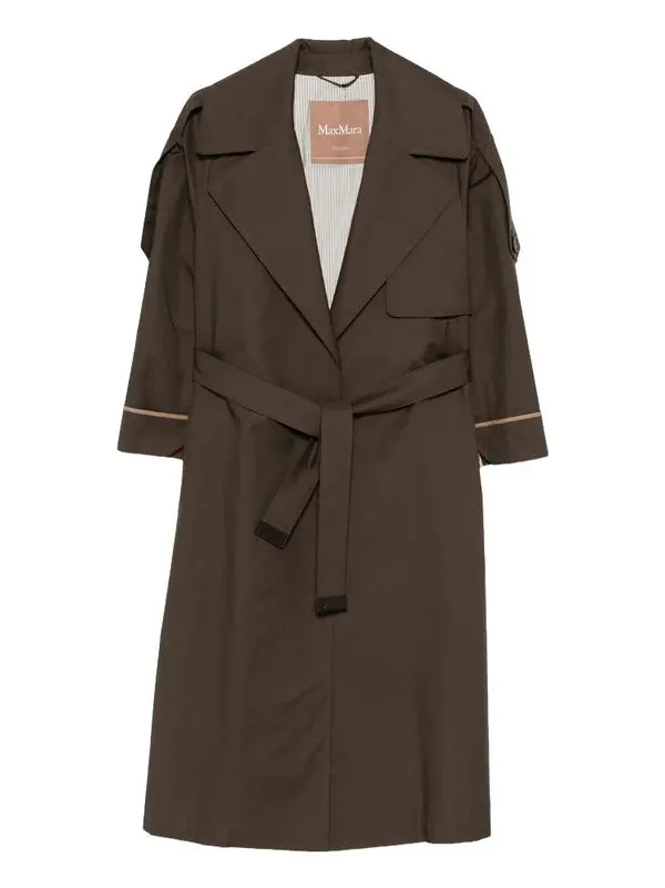 Max Mara Trench Coat With Epaulettes And Belt - Green