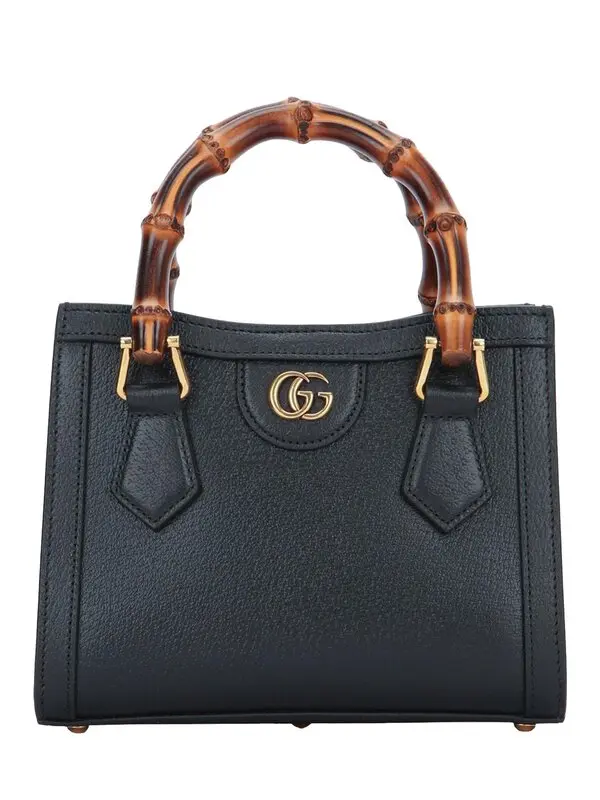 Gucci Calfskin Handbag With Bamboo Handles - Multicolor