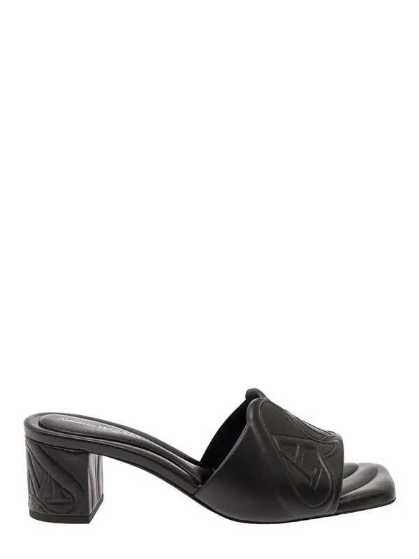 Alexander McQueen Padded Leather Slip-on Sandals With Embossed Logo - Multicolor