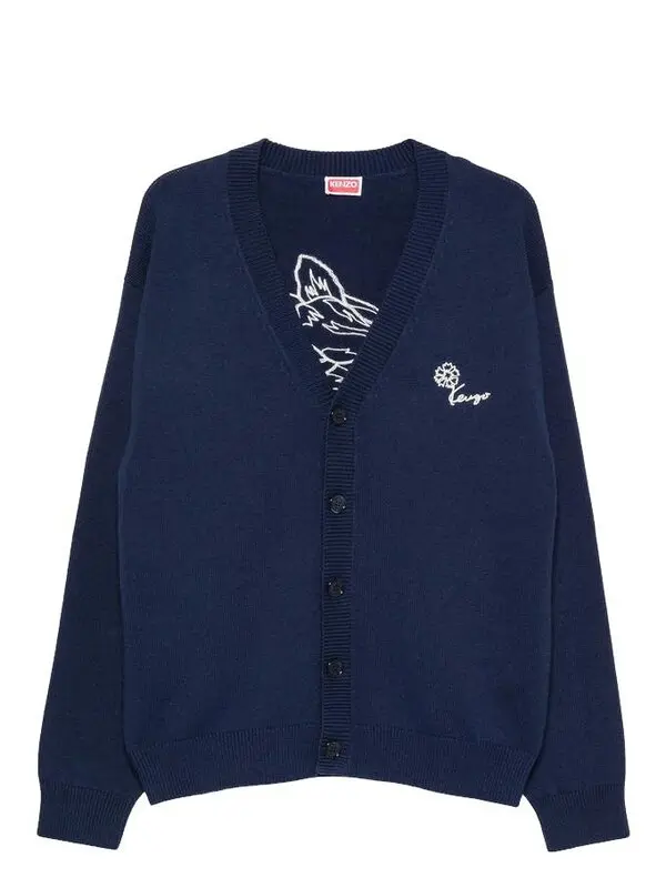 Kenzo Cardigan With Floral Embroidery - Blue
