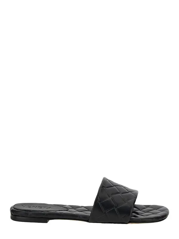 Bottega Veneta Amy Intrecciato Leather Slide Sandals - Black