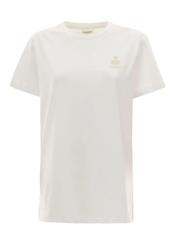 Isabel Marant Étoile Aby Crew Neck Cotton T-shirt With Logo Print - White