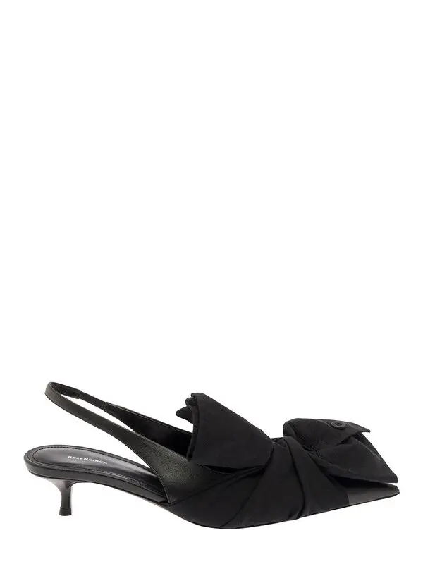 Balenciaga Black Leather Slingback Pumps With Knot Detail - Multicolor