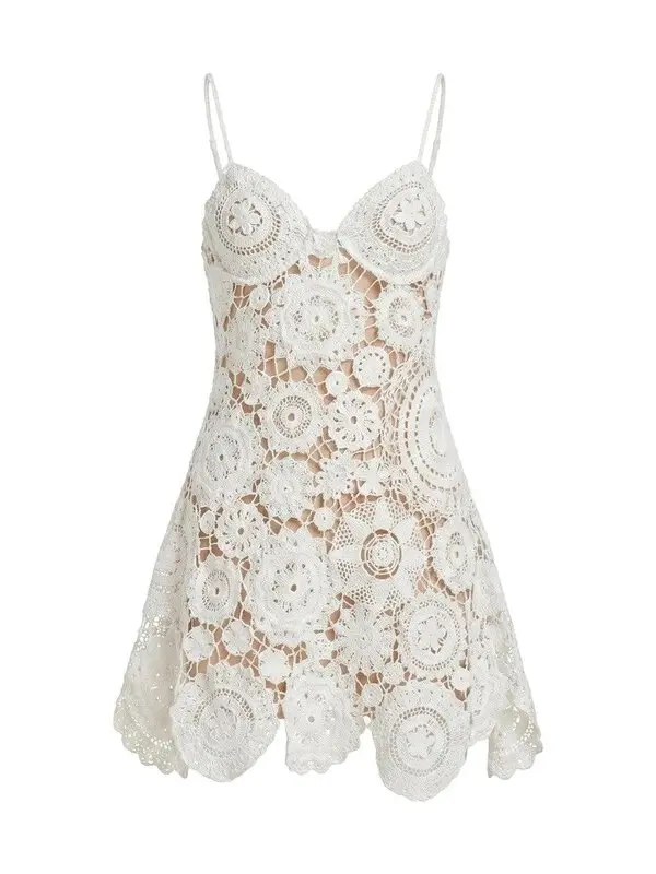 SELF-PORTRAIT Crochet Mini Dress - Multicolor
