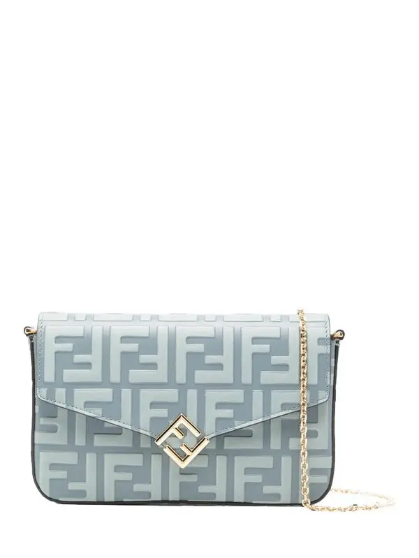 Fendi Embossed Ff Motif Mini Bag - Blue