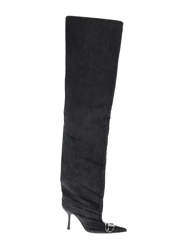 DIESEL® D-venus 90 Over-the-knee Denim Boots - Black