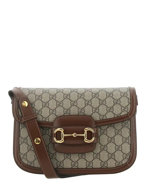 Gucci Gg Supreme Canvas And Leather Horsebit 1955 Shoulder Bag - Multicolor