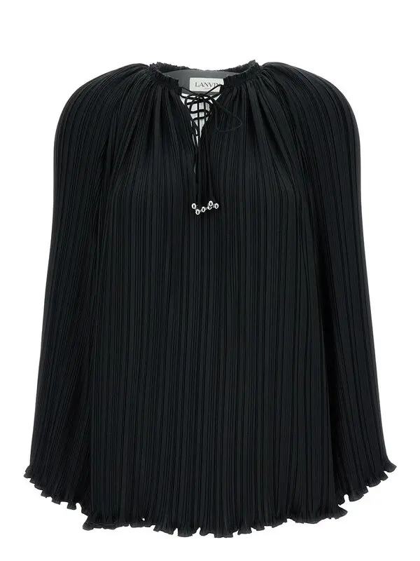 LANVIN Pleated Long Sleeve Blouse - Multicolor