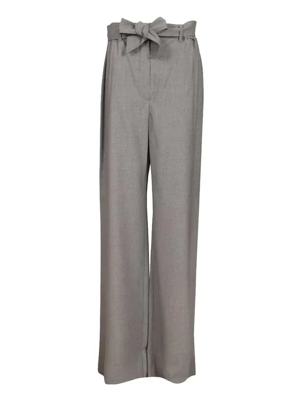 Max Mara Wide Leg Wool Trousers - Gray