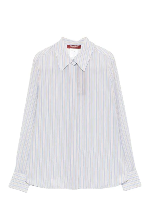 Max Mara Striped Silk Shirt With Pointed Collar - Blue