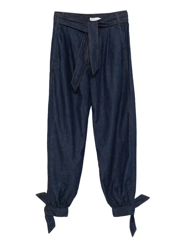 Zimmermann Denim Tapered Jeans With Tie Embellishment - Blue