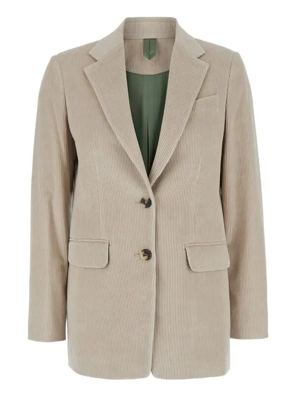 Max Mara Beige Cotton Blend Single-breasted Jacket With Notched Lapels - Multicolor