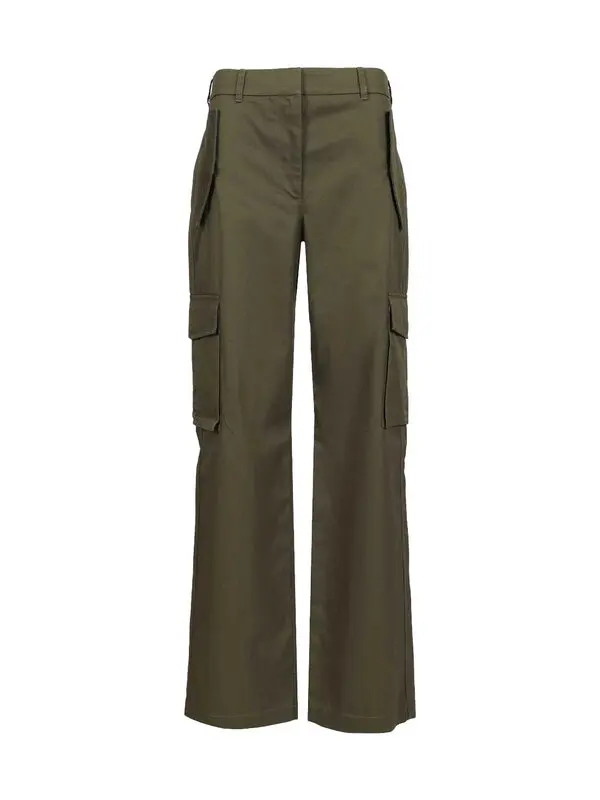 Burberry Gabardine Cargo Trousers With Check Trim - Green