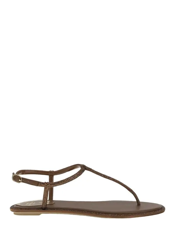 Rene Caovilla Diana Sandals With Crystals - Brown